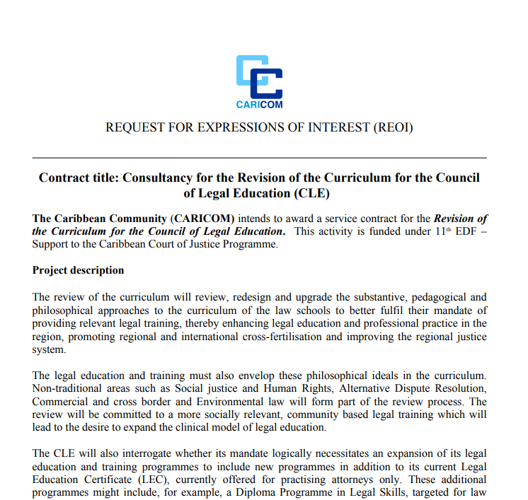 Expression of Interest: Consultancy for the Revision of the Curriculum ...
